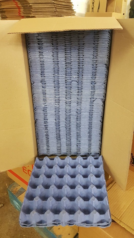 80+ Cardboard Pulp Egg Trays (30 Cell). Blue or Pink 80+ Trays Per Box ...