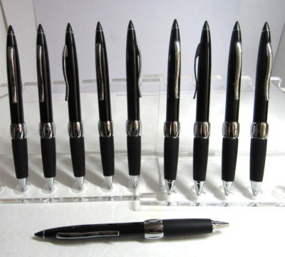 LOT OF 10 TERZETTI POINTER METAL BALLPOINT PENS-BLACK+RUBBERIZED GRIP ...