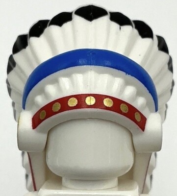 Lego New White Minifigure Headgear Headdress Indian Colored Feathers ...