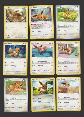 EEVEE Pokemon Card Collection Set of 9 English NM Cute 151 Obsidian ...
