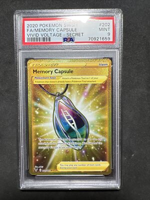 🔥 Pokemon PSA 9 Vivid Voltage Full Art Memory Capsule Secret Rare #202 ...