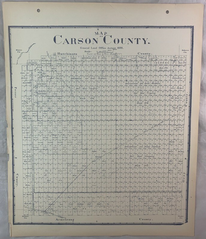 Antique General Land Office Map Carson County Texas Showing Plats ++ | eBay