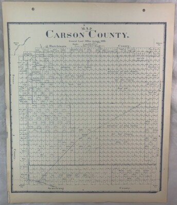 Antique General Land Office Map Carson County Texas Showing Plats ++ | eBay