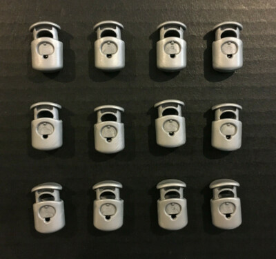 12 pcs Silver Double Cord Lock Plastic Spring Lock Toggle Stop Made in ...