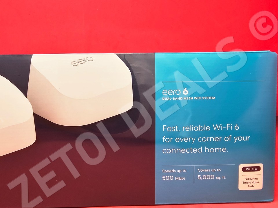 **BRAND NEW** EERO 6 Dual-Band Mesh Wi-Fi 6 System Covers Upto 5000Sqft ...