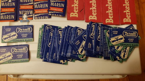 45 VINTAGE ANTIQUE SAFETY RAZOR BLADES "MIXED LOT" Rexall Marlin ...