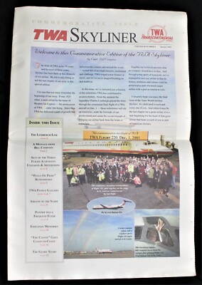 TWA TRANS WORLD AIRLINES SKYLINER COMMEMORATIVE ISSUE NEWSPAPER JANUARY ...