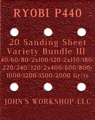 RYOBI P440 - 17 Different Grits - 20 Sheet Variety Bundle III | eBay