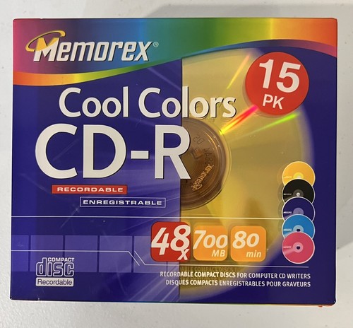 Memorex Cool Colors CD-R 15 PK 48X 700MB 80Min SEALED | eBay