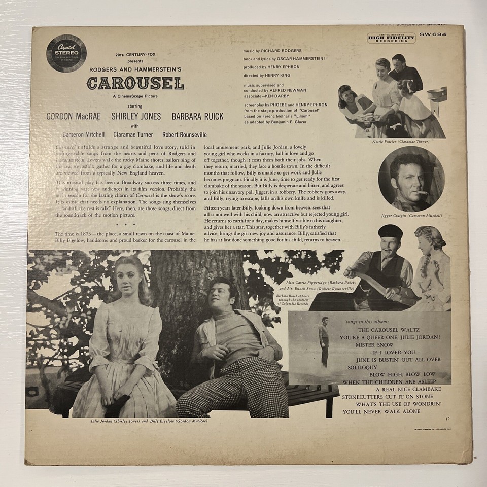 Rodgers & Hammerstein – Carousel Vinyl, LP Capitol Records – SW-694 VG+ ...