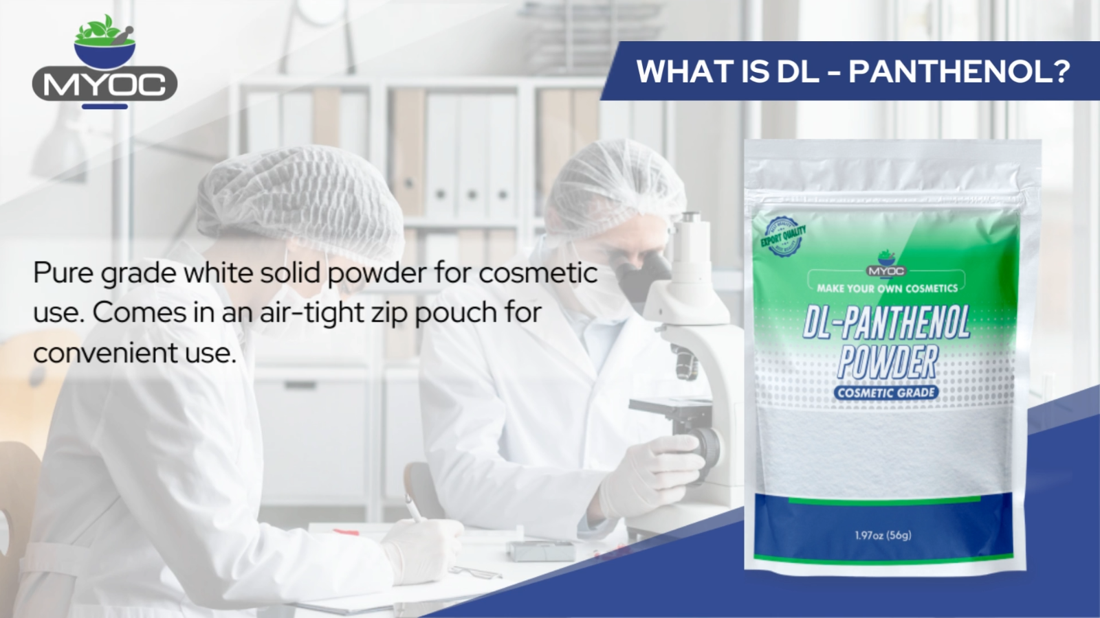 MYOC DL-Panthenol Powder Pure Cosmetic Grade for Hair & Skin Care | 56g ...