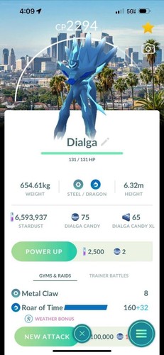 Pokemon Trade Go -- Non Shiny- Dialga (Origin Form) Background Los ...