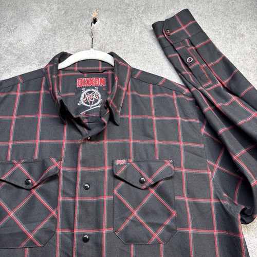 Dixxon x Slayer Black Red Plaid Snap Button Flannel Shirt Men’s XL ...