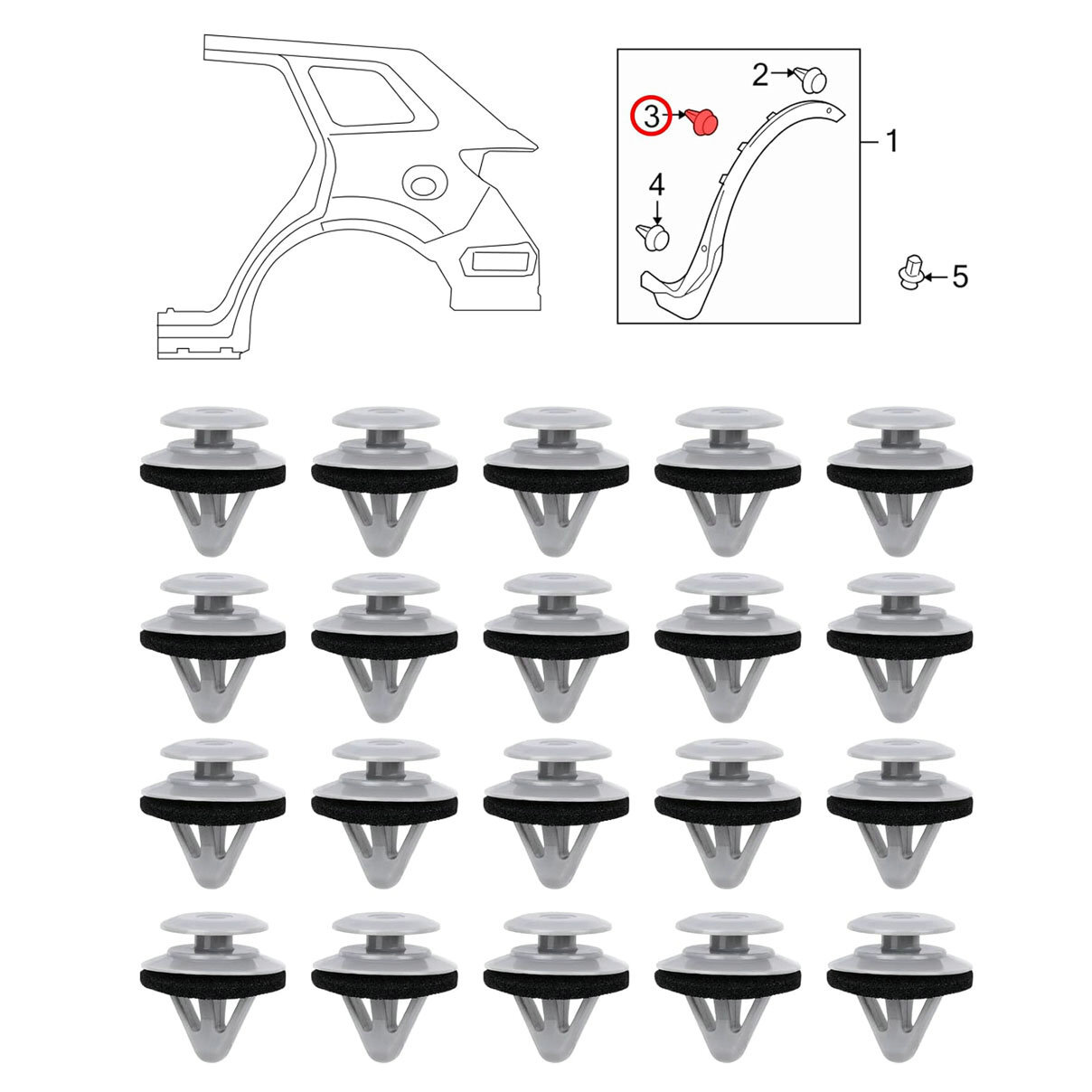 20Pcs Car Wheel Well Trim Moulding Retainer Clips Kit For Mazda Cx-3 Cx ...