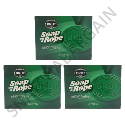 3 x RARE MEN'S CLASSIC AUTHENTIC BRUT ORIGINAL SOAP ON A ROPE 150G ...