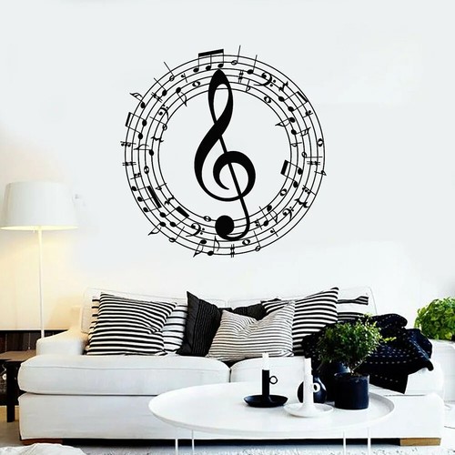 Music Wall Sticker Musical Melodious Notes Treble Clef Decals Adornment ...