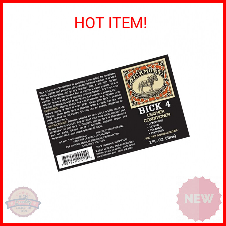 Bick 4 Leather Conditioner and Leather Cleaner 2 oz - Will Not Darken ...