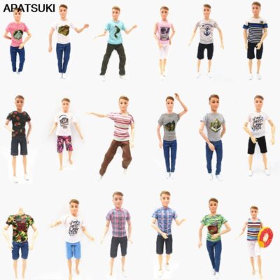 Fashion Doll Clothes Set For Ken Boy Doll Striped T-shirt & Shorts For ...