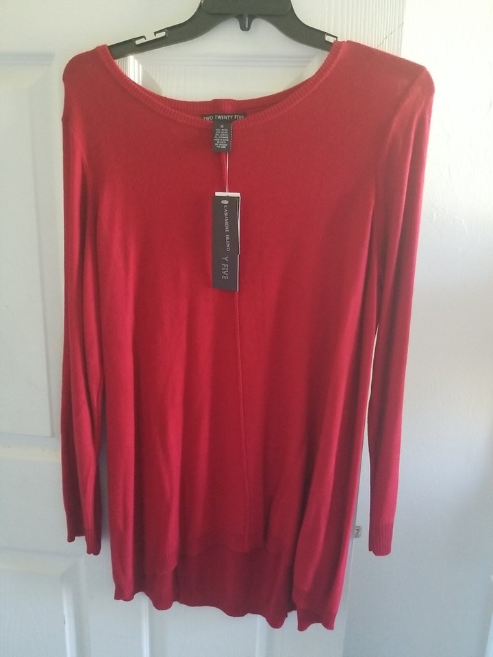 Two Twenty Five Plus Size 1X Red Zip Accent Tunic Sweater CASHMERE ...