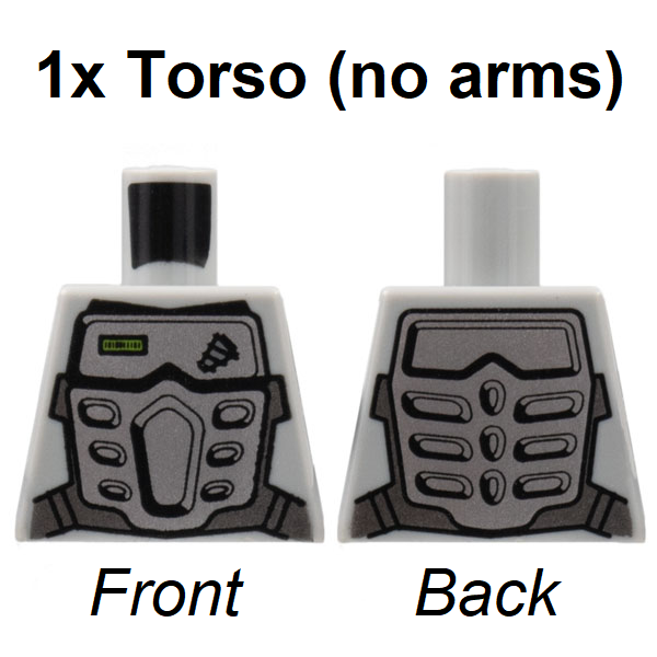 LEGO Power Miners - Light Bluish Gray Torso with Silver Body Armor ...