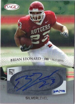 2007 SAGE - Autographs Silver - #A32 - Brian Leonard (Rutgers Scarlet ...