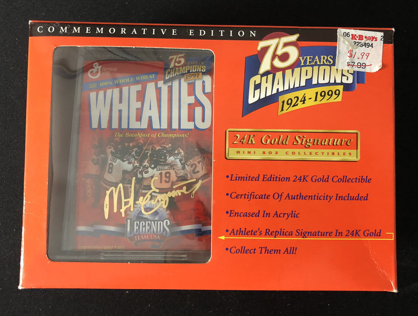 Mini Wheaties Box - 75 Years of Champions - 24K Gold Signature - Mike ...