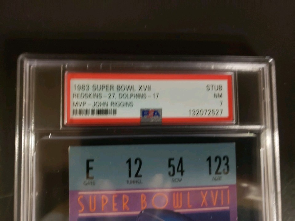 1983 SUPER BOWL XVII TICKET STUB REDSKINS DOLPHINS MVP-JOHN RIGGINS PSA ...