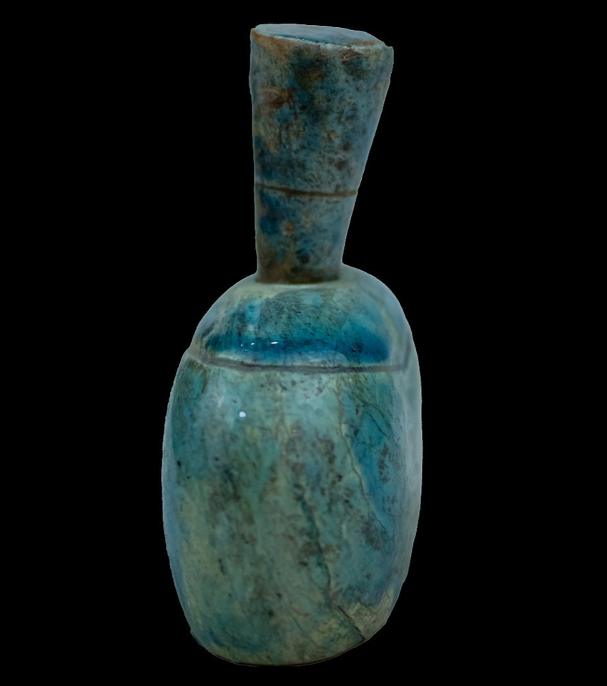 Authentic Ancient Egyptian Glazed Stone Urn & Kohl Makhala Cosmetic Pot ...