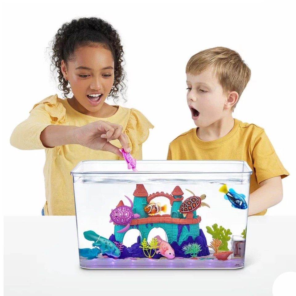 Robo Alive Light Up & Glow In The Dark Aquarium 18pc Set - Fish Turtles ...