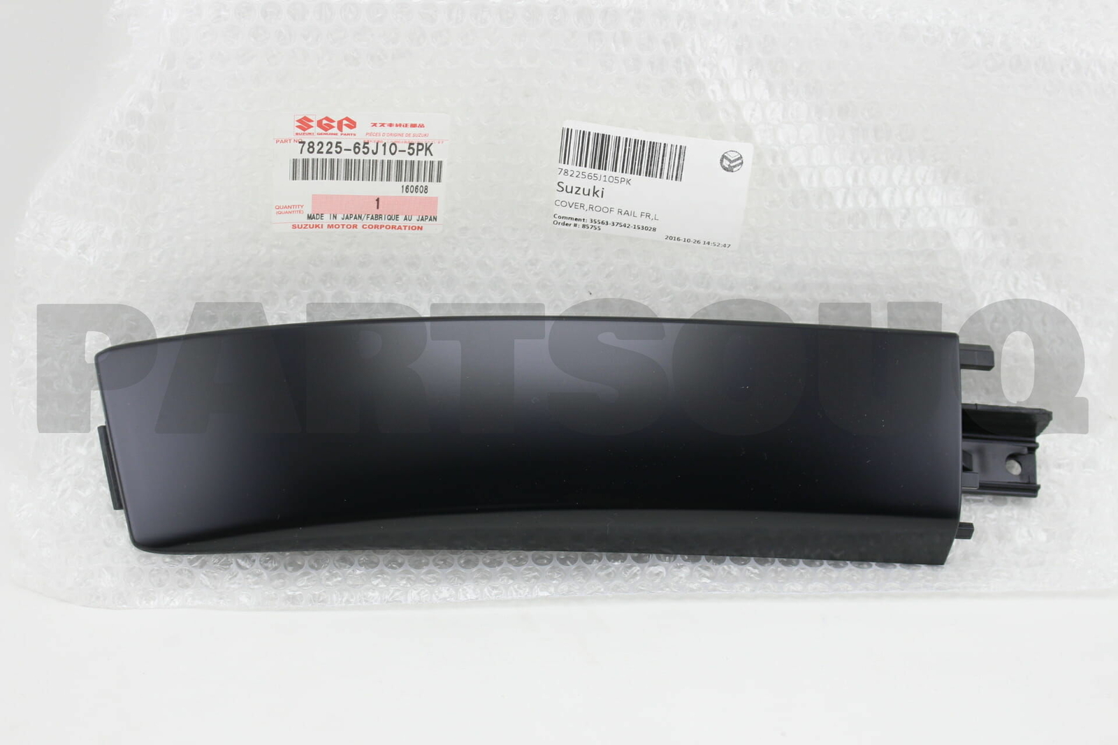 7822565J105PK Genuine Suzuki COVER, ROOF RAIL FR LH,(BLACK) 78225-65J10 ...