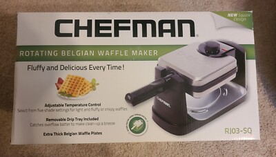 NEW Chefman Square Rotating Belgian Waffle Maker Stainless Steel RJ03 ...