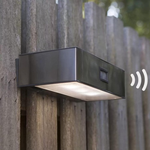 Solar Lights Outdoor Motion Sensor Fence Wall PIR Stainless Steel | eBay UK