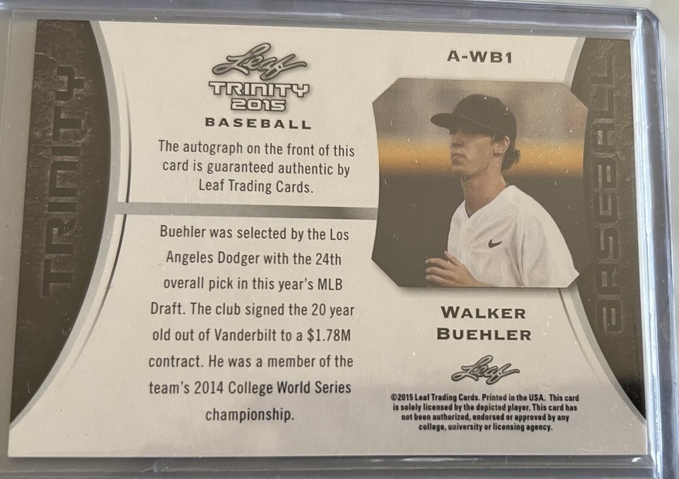 2015 Leaf Trinity Inscription Auto Bronze Walker Buehler #A-WB1 Auto | eBay