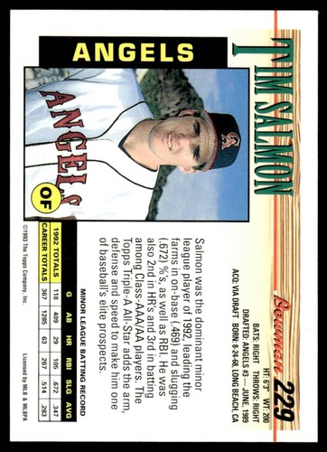 1993 Bowman Tim Salmon California Angels #229 | eBay