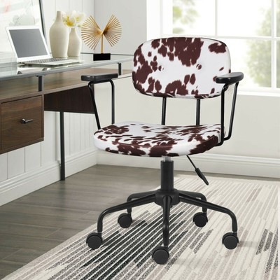 Milk Cow Animal Print Plush Fabric Mid Century Retro Rustic Office Desk ...