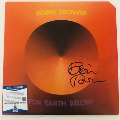 ROBIN TROWER Signed Autograph "For Earth Below" Album Record LP Beckett ...