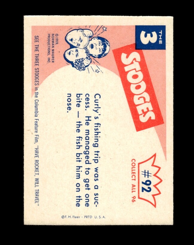 1959 Fleer Three Stooges Set-Break # 92 A Good Head On Him For Fishing ...