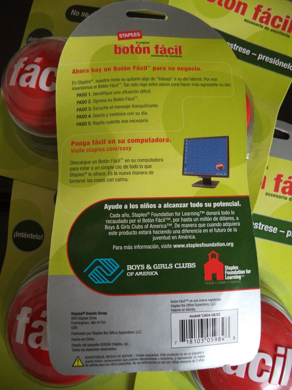 1 STAPLES ORIGINAL SPANISH EASY BUTTON fácil botón español Asi de Fácil ...