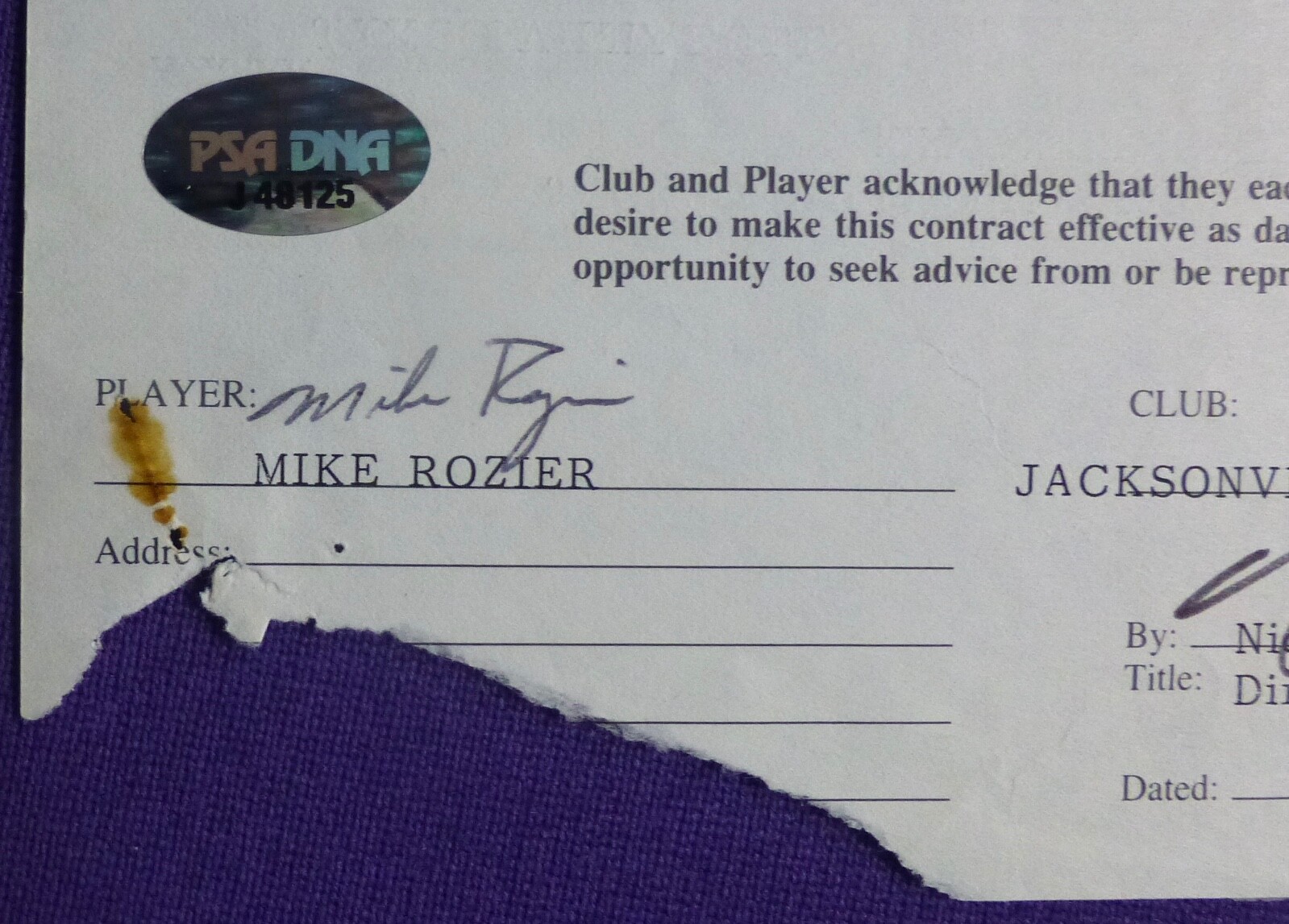 MIKE ROZIER - USFL - SIGNED CONTRACTS - PSA - JACKSONVILLE BULLS ...