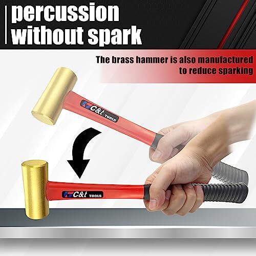3-Piece Hammer Set,Jacketed Fiberglass Solid Brass Non-Sparking Hammer ...