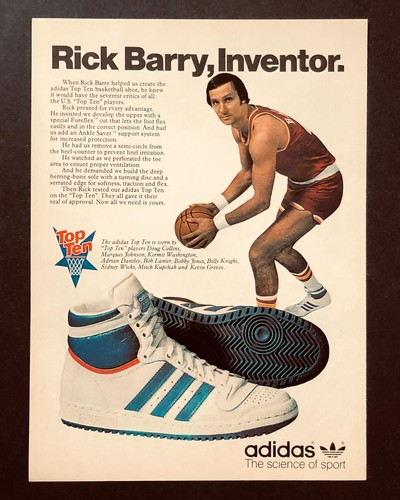 1979 Adidas Sneaker Advertisement Rick Barry Basketball Top Ten Vintage ...