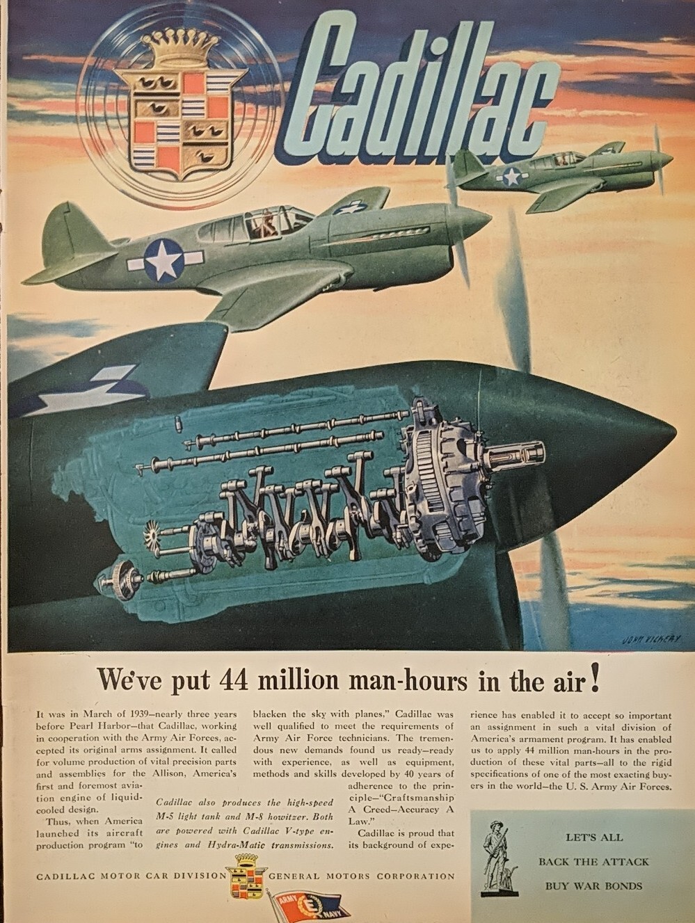 1943 WW2 Fighter Planes, Engines By Cadillac, Tanks, Guns Allied Forces ...