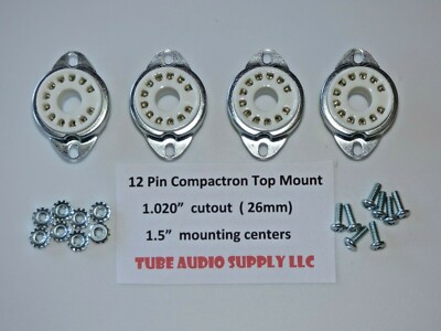 CERAMIC COMPACTRON 12 pin VACUUM TUBE SOCKET, TOP MOUNT, W/ hardware, 4 ...