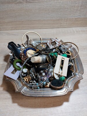 Vintage Junk Drawer Lot Jewlery And Miscellaneous Items Many Wearable ...