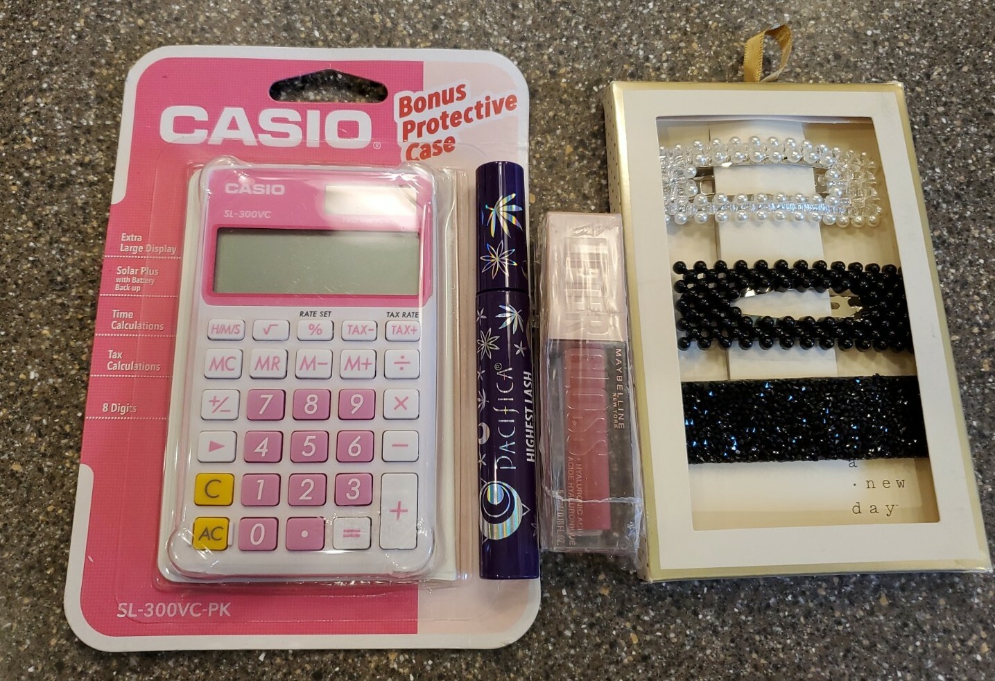 Lot Teen Girls Casio Pink Calculator Hair Barrettes Lip Gloss Easter ...