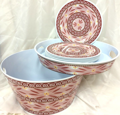 Temptations old world cranberry melamine 10 piece outdoor set plates ...