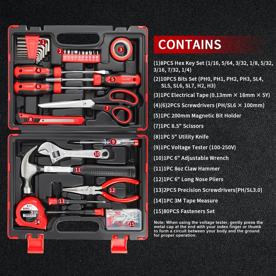 32 Piece Home Repair Tool Kit, General Household and DIY Basic Tool Kit ...