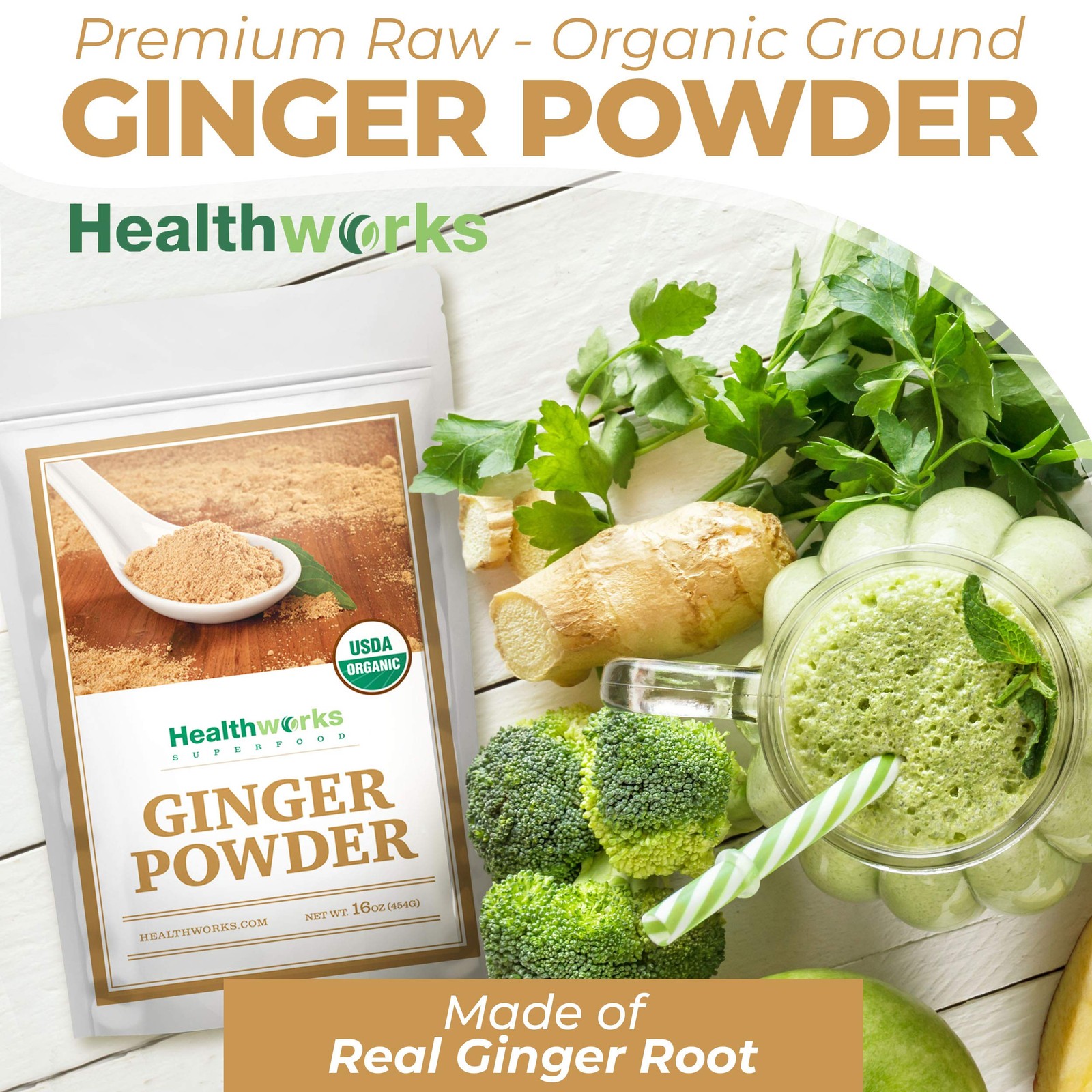 Healthworks Ginger Powder (16 Ounces / 1 Pound) | Ground | Raw | All ...