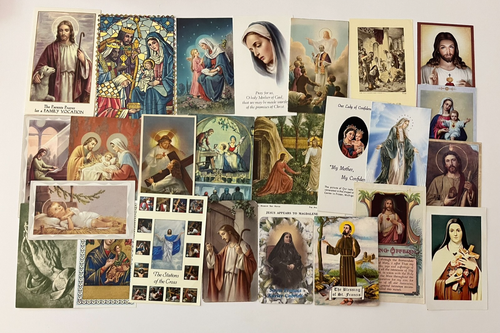 Vintage Catholic Holy Cards - Lot of 25 - cloth touched to relic St. F ...