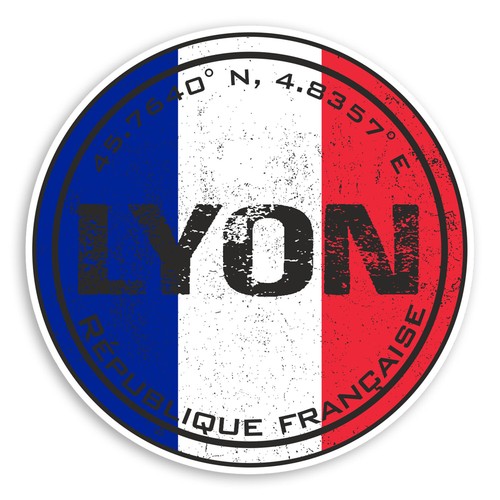 2 x 10cm Lyon France Vinyl Stickers - Flag French Travel Sticker ...